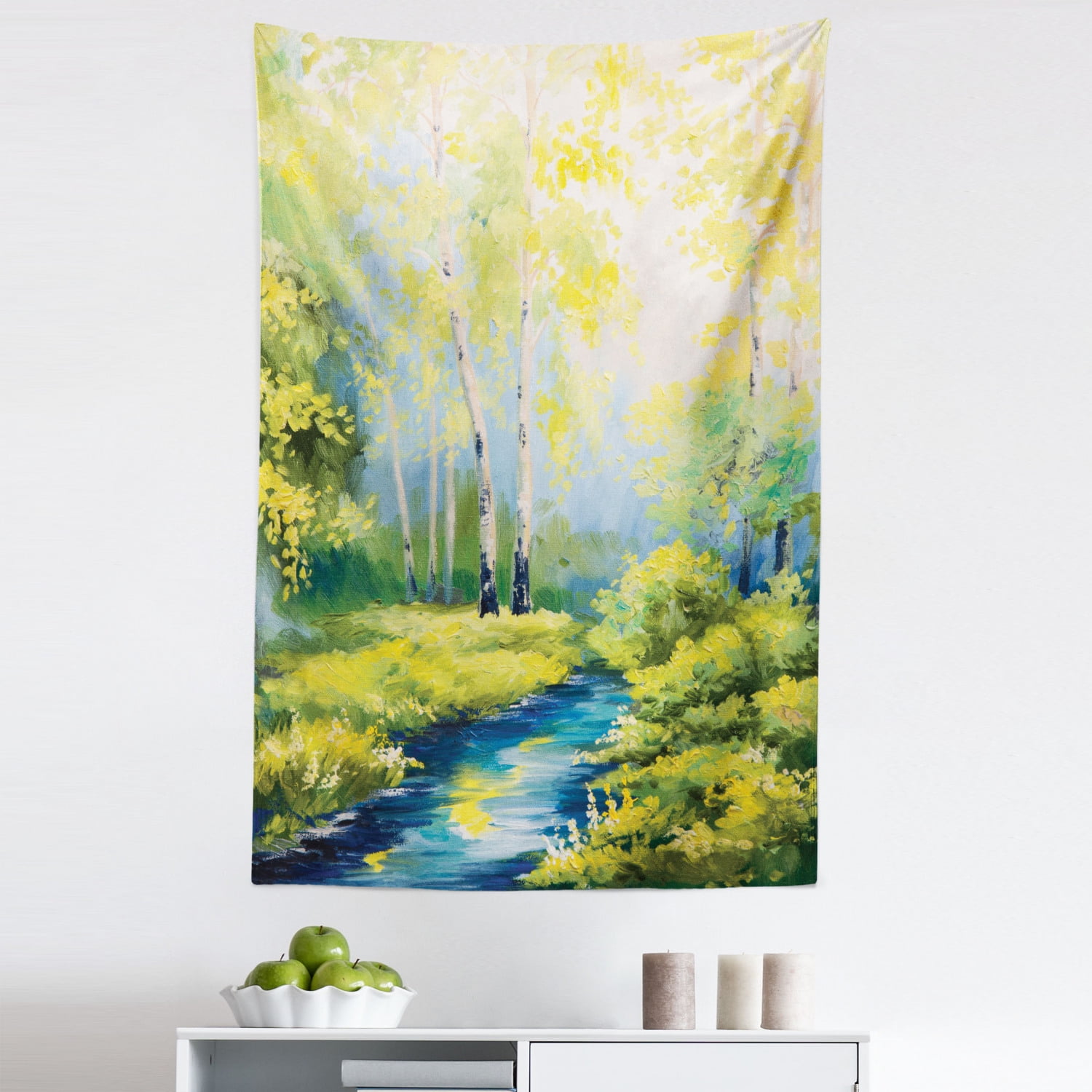 Spring Tapestry, Pastoral Paint of a Forest in the Spring Time with ...