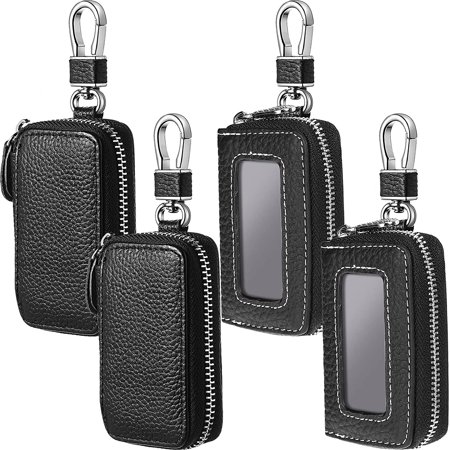 4 Pieces Car Key Case Key Fob Cover Case Car Keychain Holder Leather ...