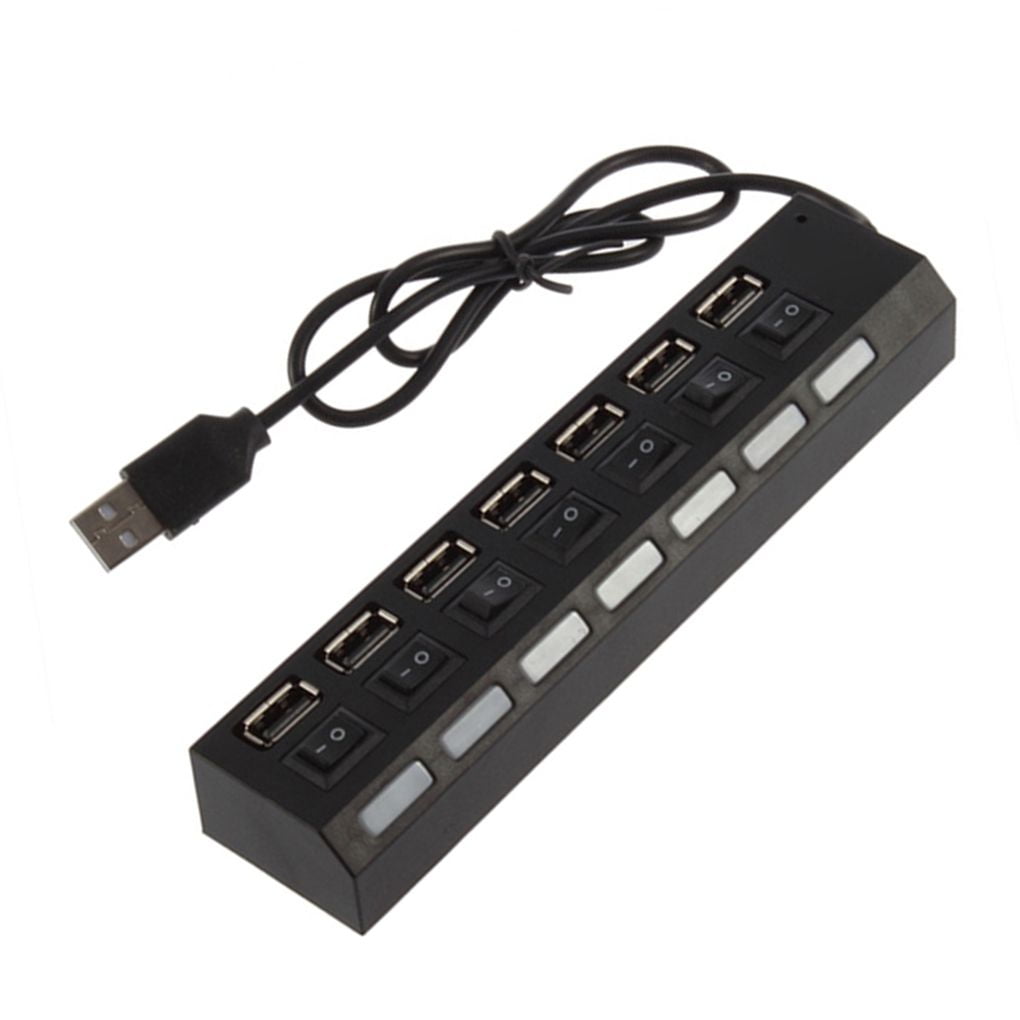 High Speed 4/7 Port USB Hub Power on/off Switch Expander PC Notebook ...