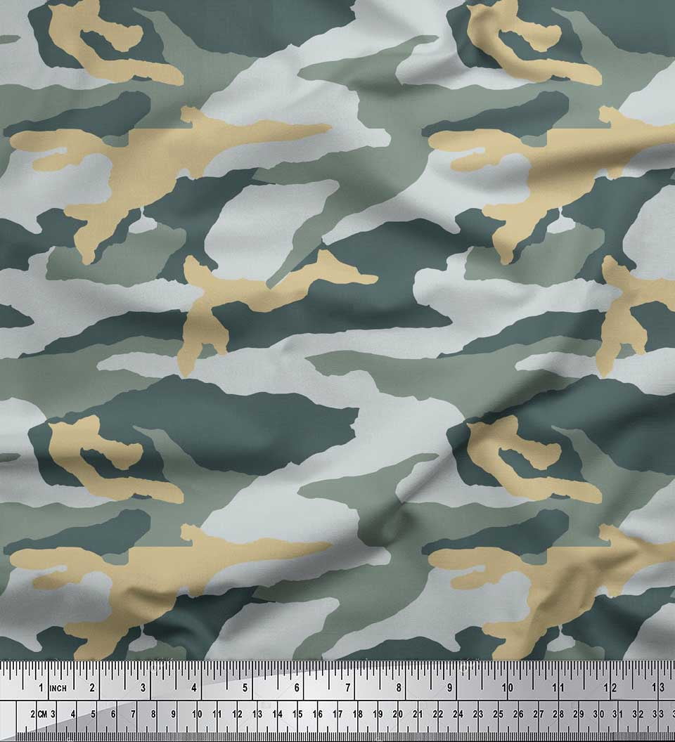 Soimoi Crepe Silk Fabric Two Tone Camouflage Print Fabric by Yard 42 ...