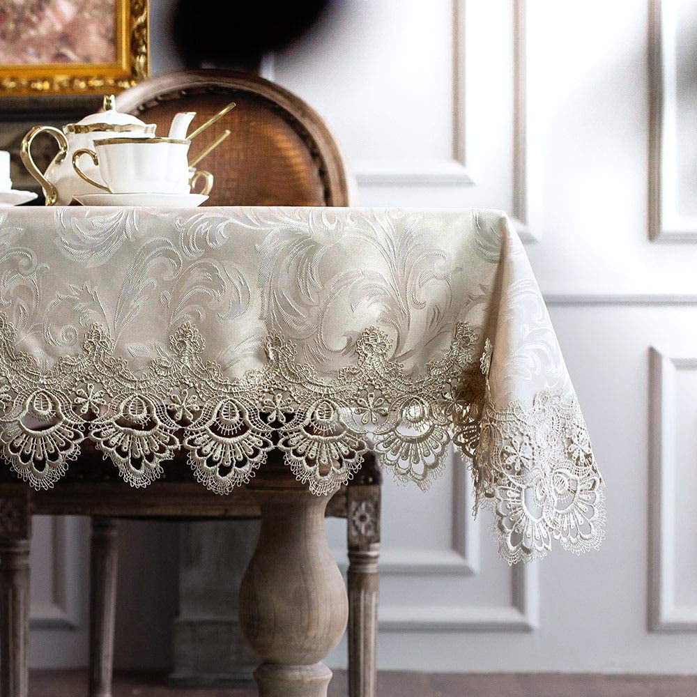 ZXNYH Lace Table Cloths Oval Fall Antique Flower Decor Macrame ...