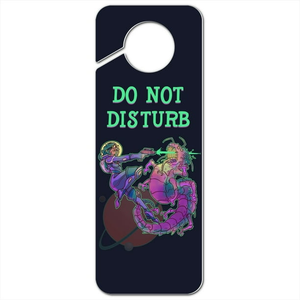 Science Fiction Space Woman and Alien Plastic Door Knob Hanger Sign ...