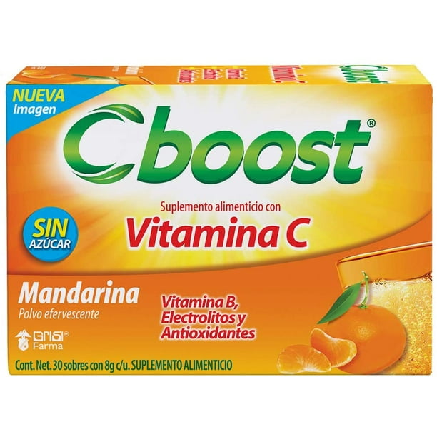 Cboost Vitamina C Efervescente con Sabor a Mandarina Caja con 30 Sobres Cboost Ninguno | Walmart ...