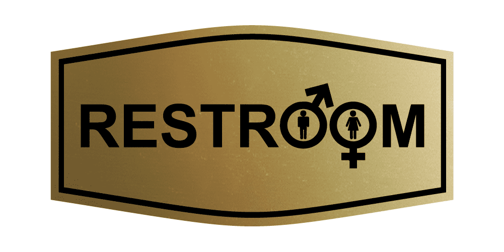 Fancy Restroom, Unisex Symbols Sign (Brushed Gold) - Large - Walmart.com