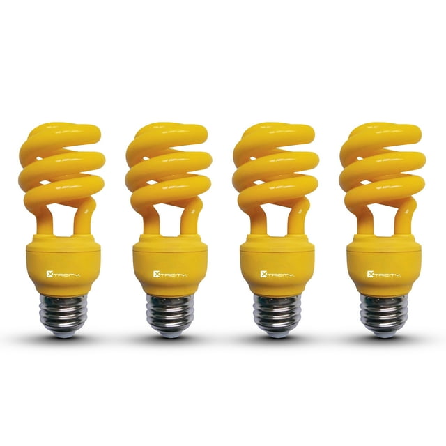 Xtricity Yellow Spiral CFL Bug Light Bulbs, 13W (60W Eqv), E26 Medium ...