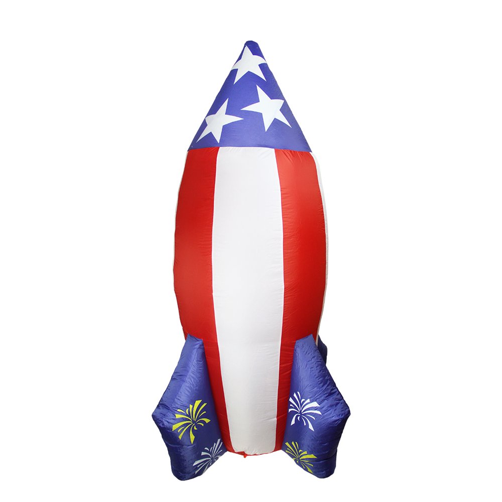 8' White and Red Inflatable Lighted Rocket Outdoor Decor - Walmart.com ...