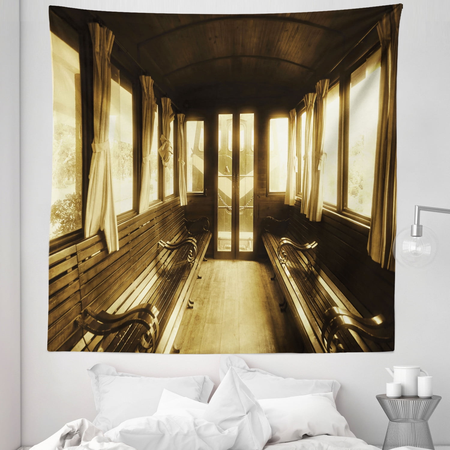 Brown Tapestry, Old Vintage Train Salon Inside Historical Transport ...