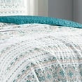 ESCA Modern 3-Piece White Teal Medallion Decima Quilt Bedding Sets ...