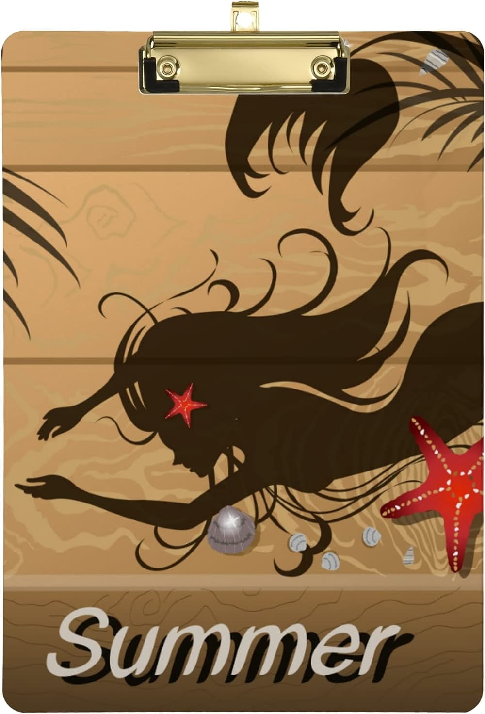 ZHANZZK Seashells Starfish Mermaid Wooden Clipboard Hardboard Wood ...