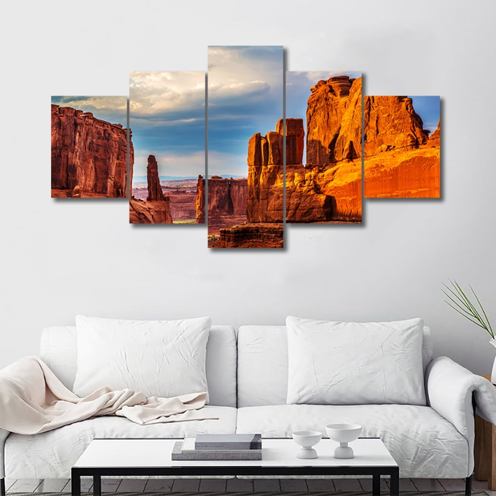 TISHIRON 5PCS Framed Canvas Wall Art Set,60"x32" Rock and Gorge Canvas ...