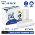 Stock Your Home Clear 2 Gallon Trash Bags, 100 Pack, 12.7 Micron Small ...