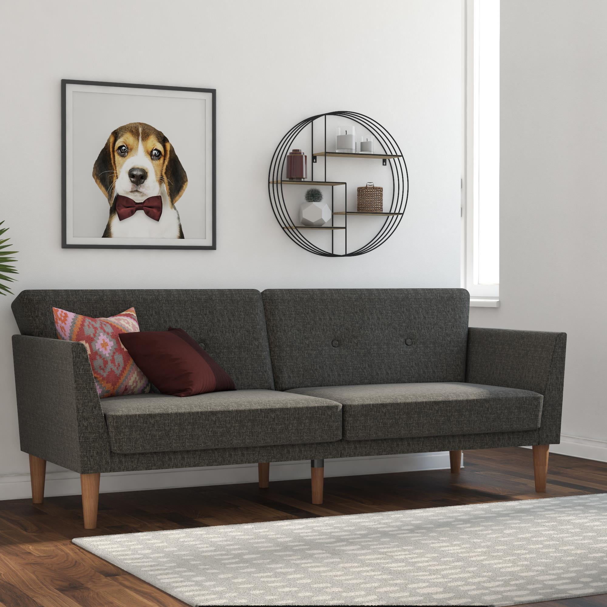 Novogratz Regal Futon: Grey Linen - Walmart.com