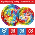 96 PCS 60’s Party Hippie Tableware Set Groovy Plates Napkins 60s Hippie ...