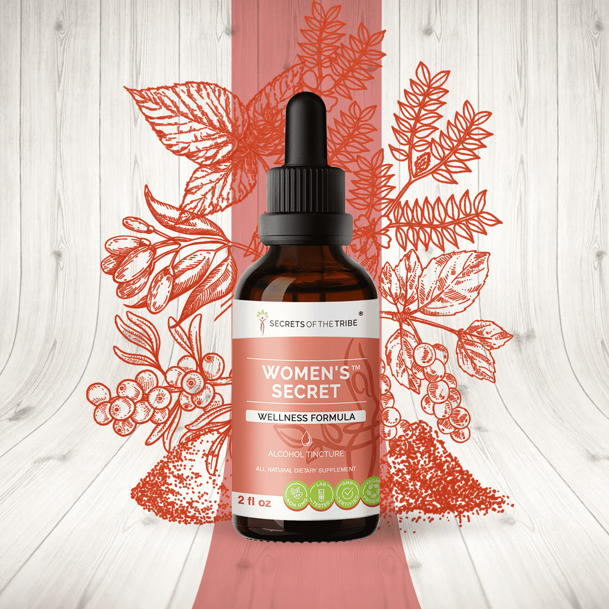 Women's Secret Alcohol Extract, Tincture, Tribulus, Red Raspberry, Pine ...
