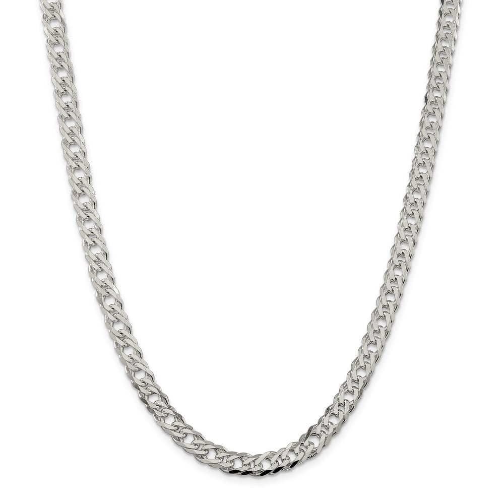 White Sterling Silver chain Curb Diamond-cut 18 in 6.25 mm - Walmart.com