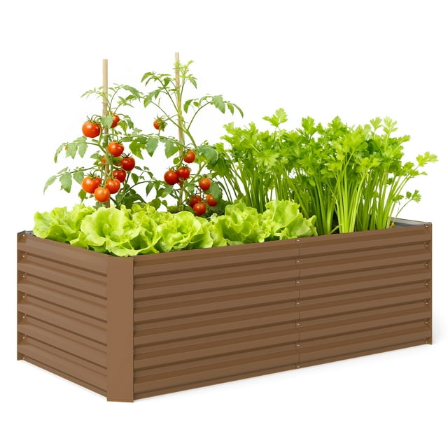 Outsunny Bac de Jardin Surélevé Galvanisé, Jardinière 6 Pieds x 3 Pieds ...