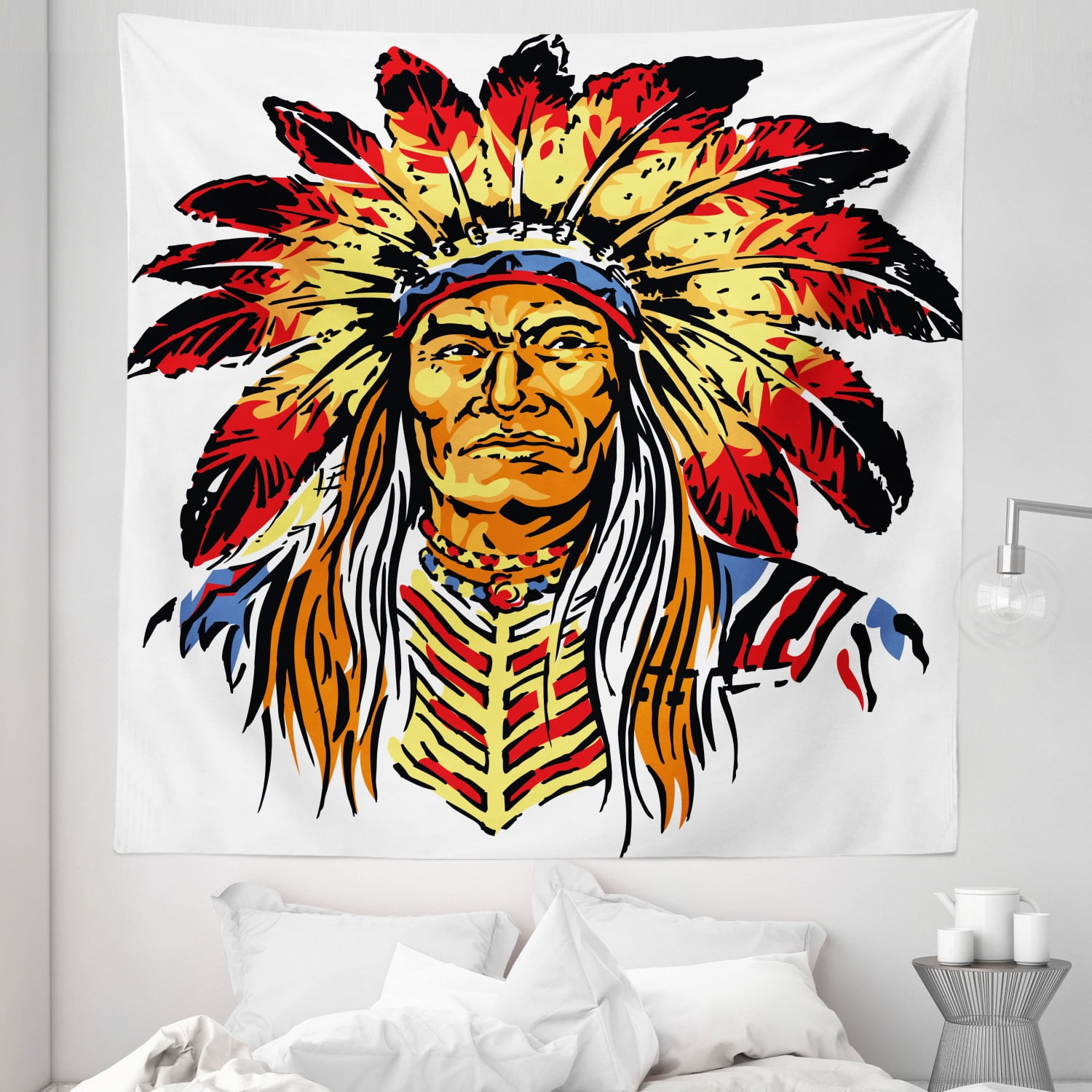 Ethnic Tapestry, Chief in Vibrant Color Palette Hand Drawn Style ...