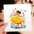 3drose, Brunette Girl in Yellow Dress in the Summer Garden. Amazing ...