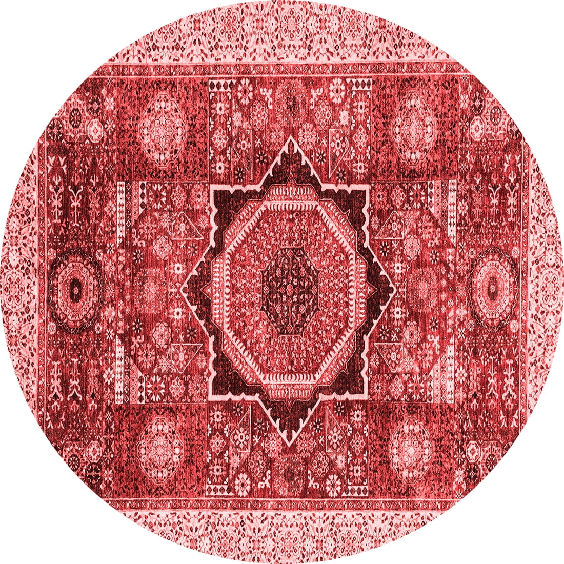 Ahgly Company Indoor Round Abstract Red Modern Area Rugs, 8' Round ...
