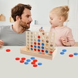 Wooden Connect 4 in A Row Strategy Board Game Set with Storage Box for ...