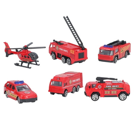 ANGGREK Micro Fire Truck,Fire Truck Model,6 Pcs Fire Truck Toy Portable ...
