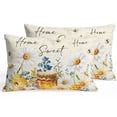 Daisy Honey Pillow Covers Set of 2, Bee Blue Flower Home Sweet ...