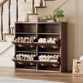 Brown Shoe Cabinet with 4 Flip Drawers, Shoe Storage Cabinet with ...