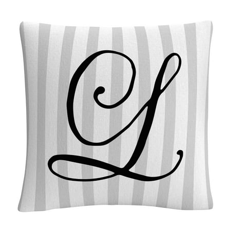 Gray Striped Ornate Letter Script L By Abc 16 X 16 Decorative Throw ...