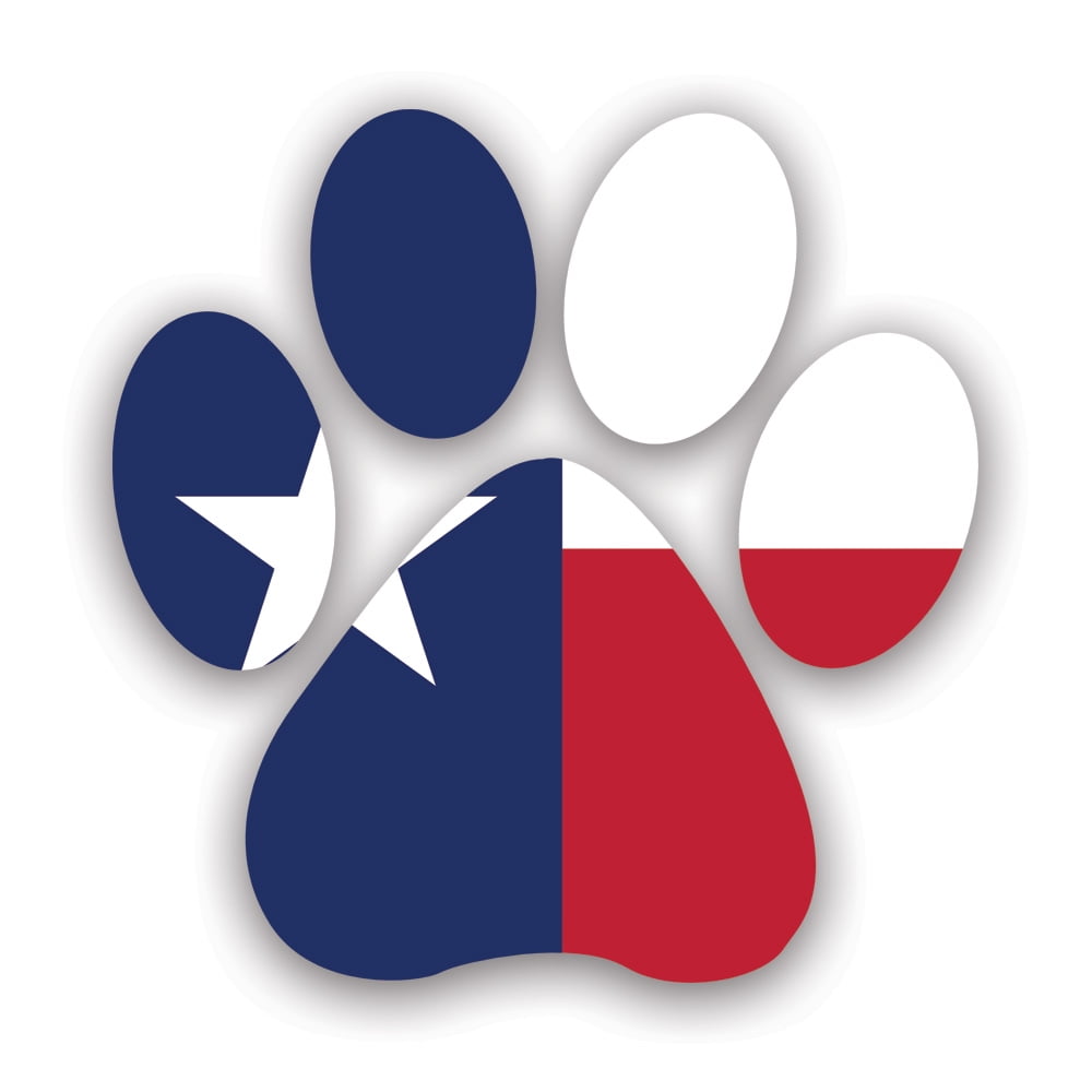 Texas State Paw Print Shaped Sticker Decal - Self Adhesive Vinyl ...