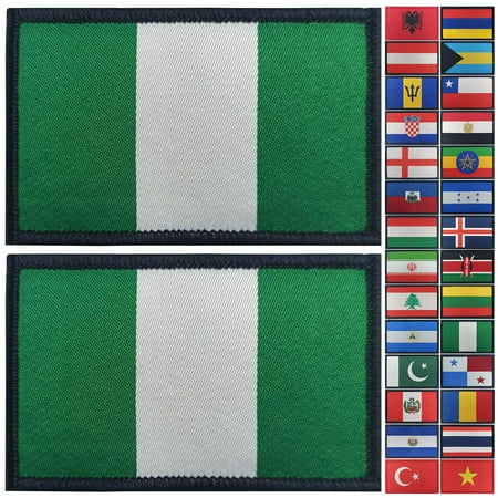 JBcD 2 Pack Nigeria Flag Patch Nigerian Flags Tactical Patch Pride Flag Patch for clothes Hat ...