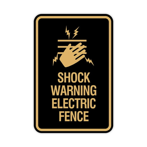 Signs ByLITA Portrait Round Shock Warning Electric Fence Sign (Black ...