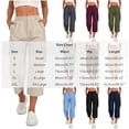 Cargo Capri Pants For Women Elastic Waist Side Split Cropped Trousers ...