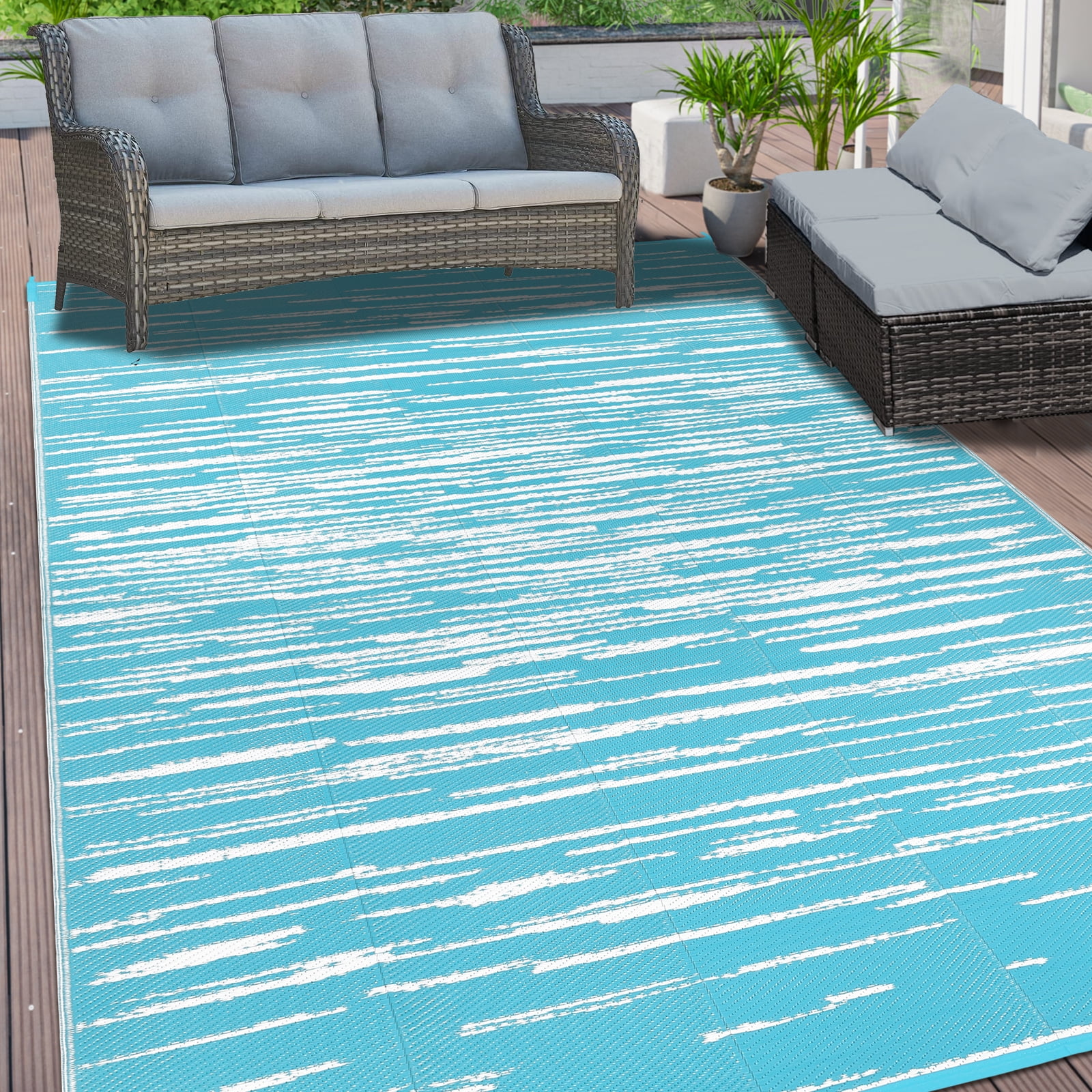Ileading Outdoor Rug Clearance 6'x9' Reversible Patio Mat Waterproof ...
