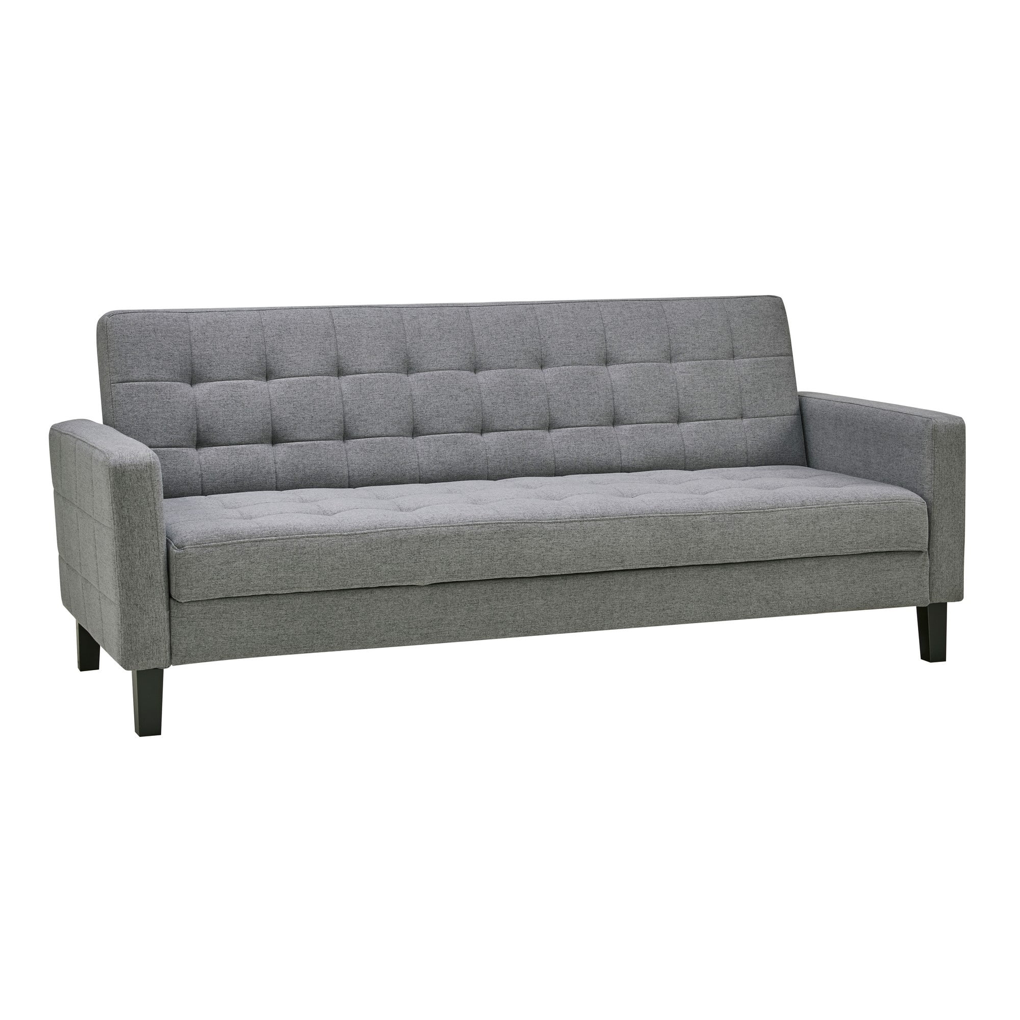 79 Inch Sofa Bed Convertible Futon, Track Arms, Gray Square Tufted ...