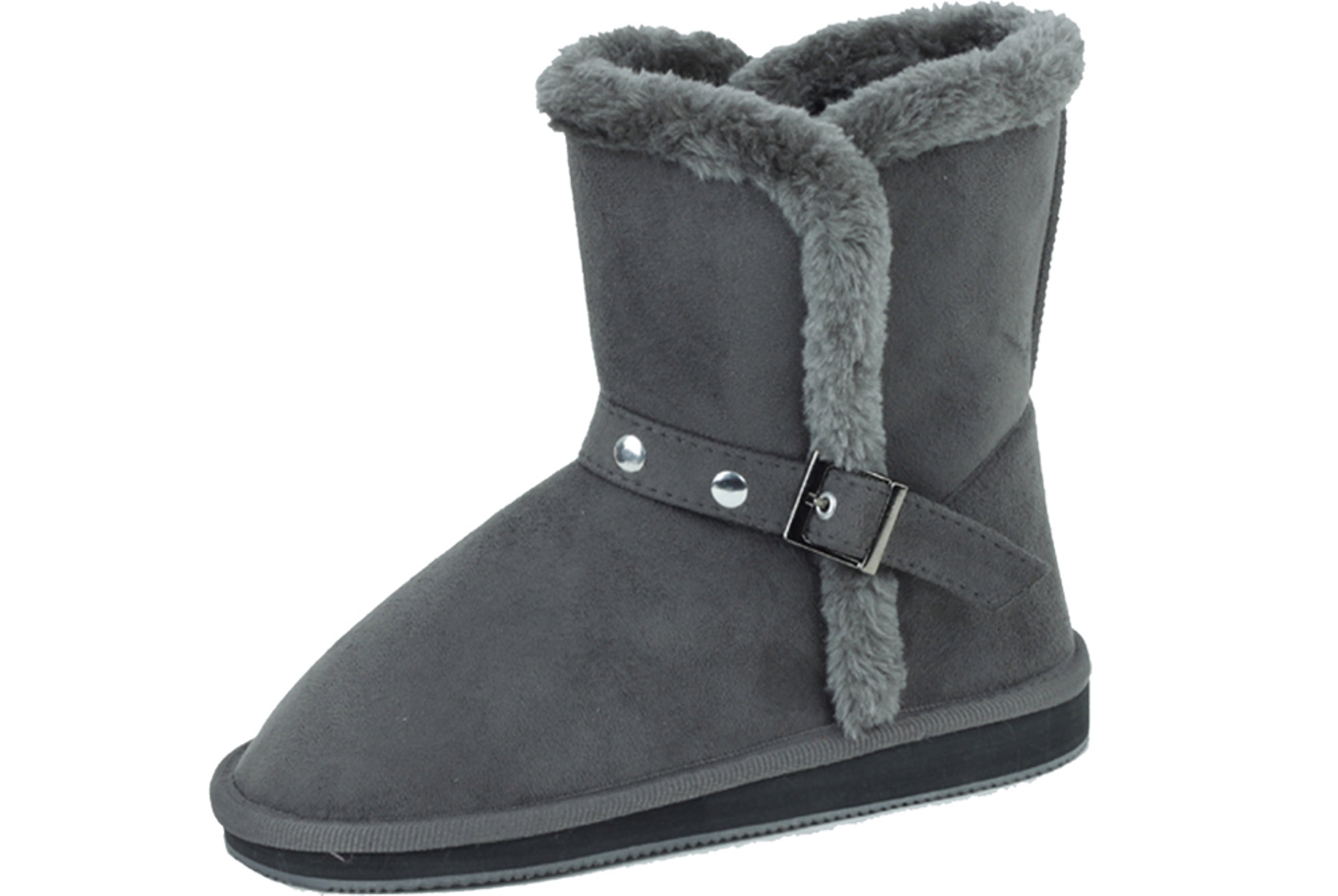 New Women's Short Grey Faux Suede Boots Size 7 - Walmart.com