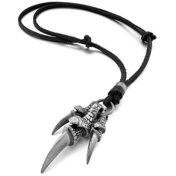Alloy Leather Pendant Necklace Dragon Claw Gothic Adjustable 16 ~ 26 ...