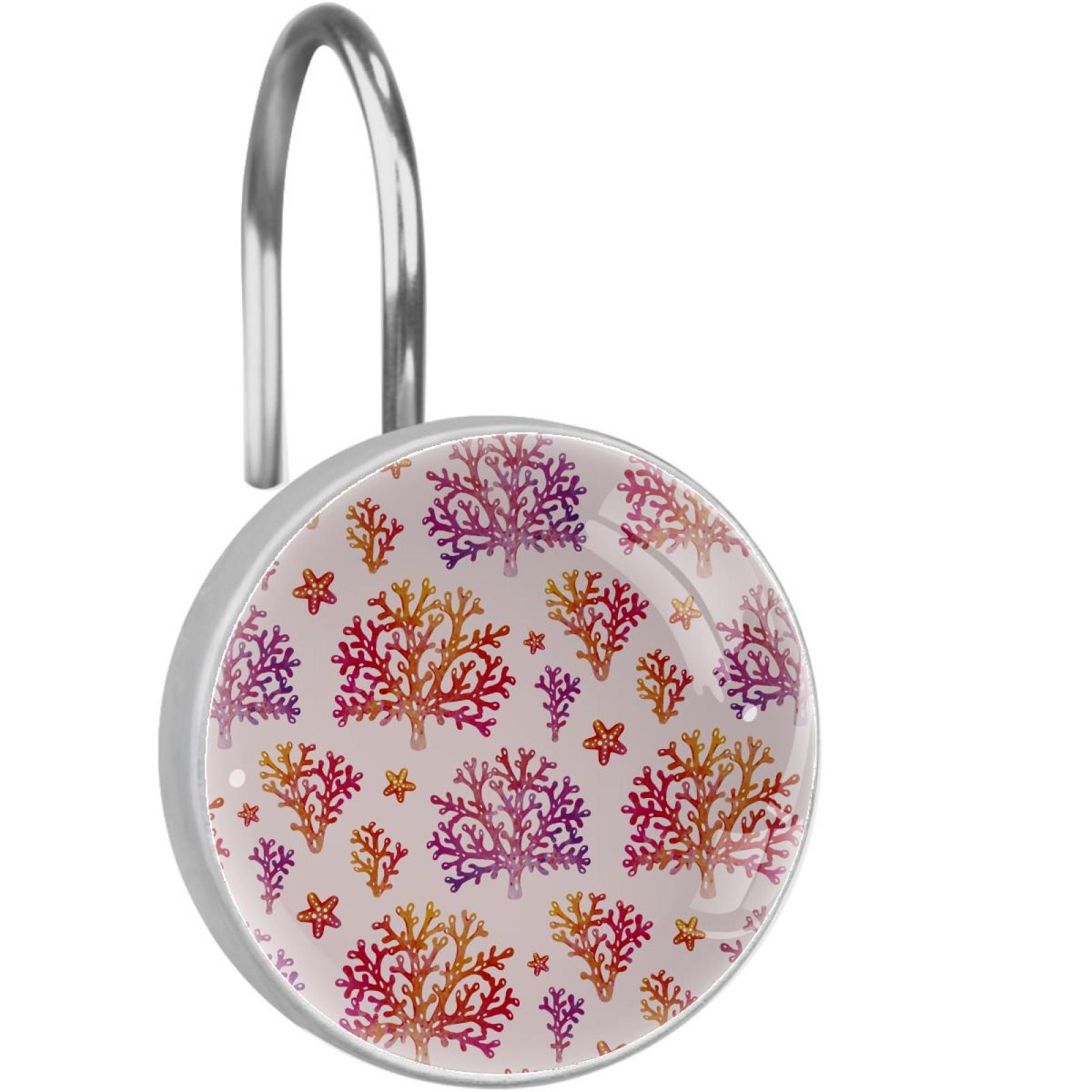 Red Coral Shower Curtain Hooks（Set of 12）for Home Hotel Shower Rods ...
