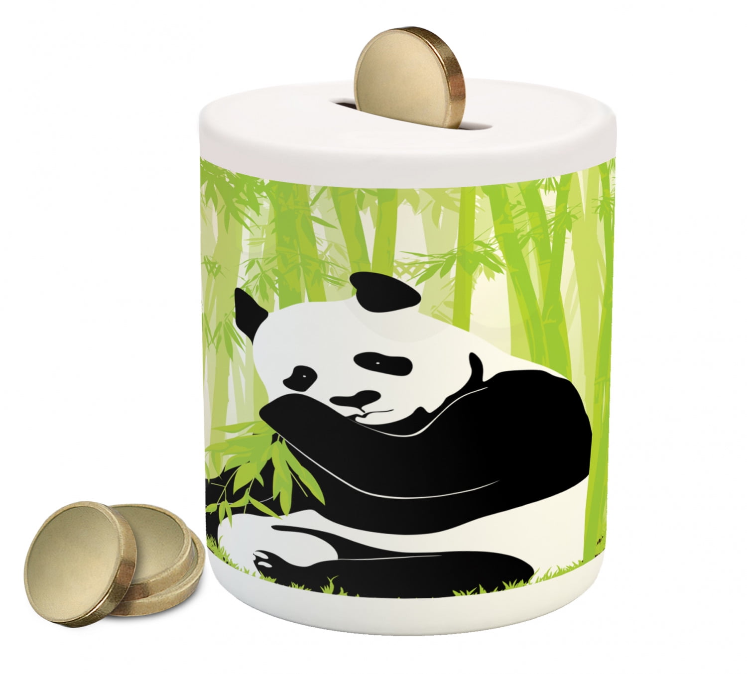Panda Piggy Bank, Panda Bear in Bamboo Forest Jungle Oriental Nature ...
