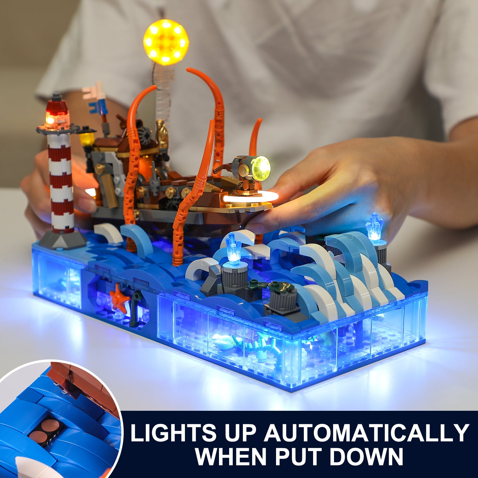 Buy Funwhole Ocean Adventure Ship Lighting Building Bricks Set ...