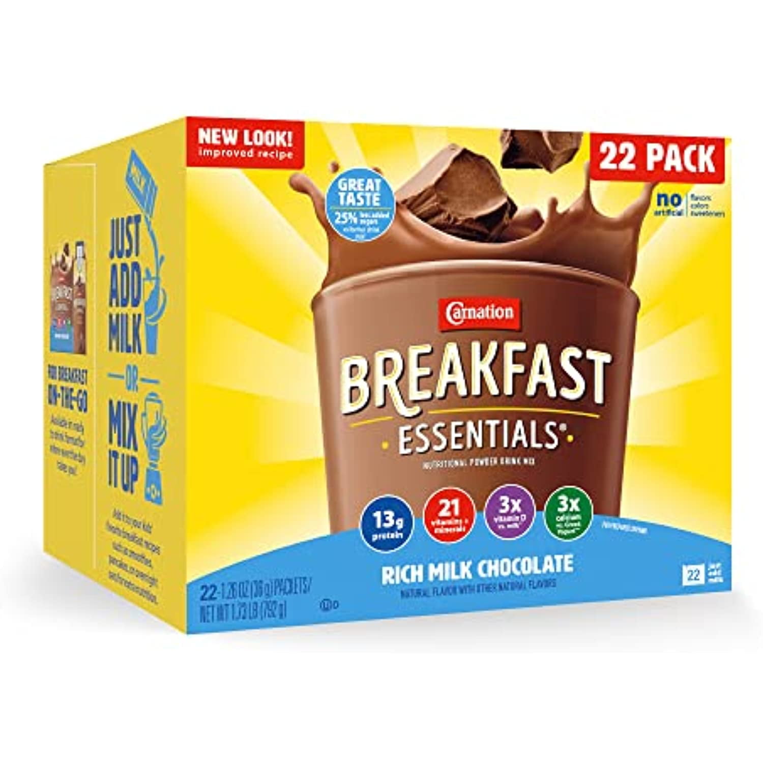 Carnation Breakfast Essentials Powder Drink Mix, Rich Milk Chocolate ...