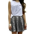 Womens Fashion High Waist Pleated Solid Color Short Skirt Loose Sequin