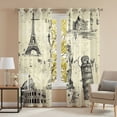 Beige City Sheer Curtains 63 Inch Long 2 Panels, Modern Black ...