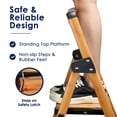 Delxo Aluminum Folding 3 Step Stool Stepladder w/Handrail, Woodgrain ...