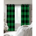 Dark Green Buffalo Check Blackout Curtains 63 Inches Long, Rustic ...