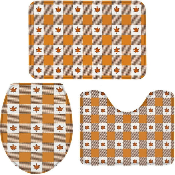 Bath Rug Set 3 Piece Bathroom Rugs Thanksgiving Farmhouse Maple Leaves ...