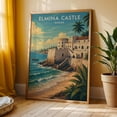 Affixzi Elmina Castle Poster, Modern Retro Travel Style, Teal and Sky ...