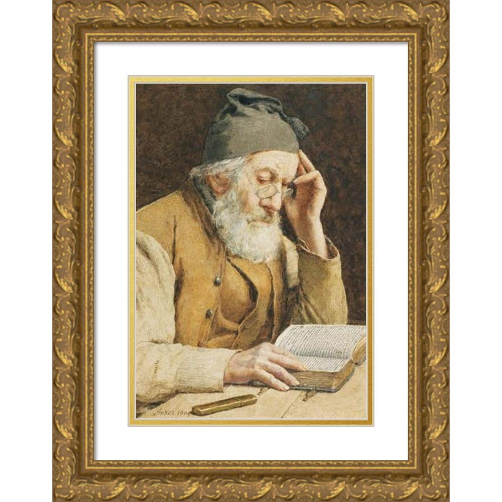 Albert Anker 14x18 Gold Ornate Wood Frame and Double Matted Museum Art ...