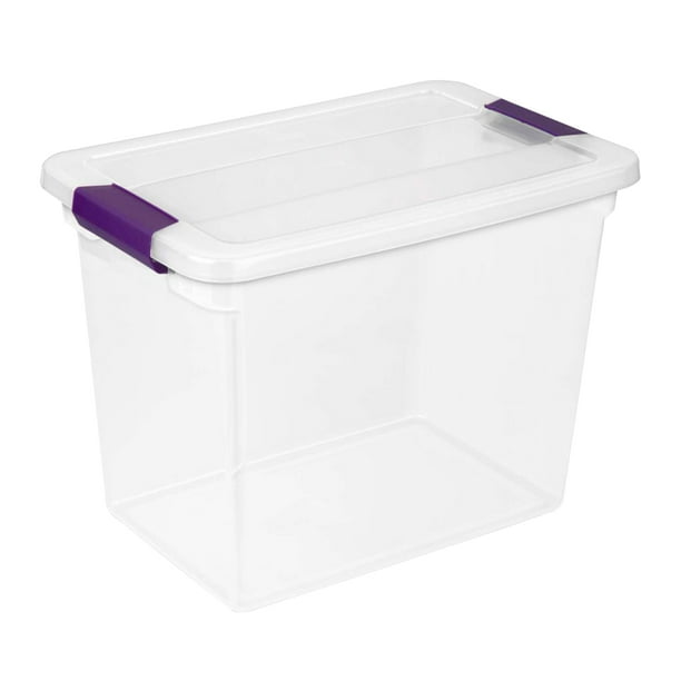 Sterilite ClearView 27 Quart Stacking Storage Tote w/ Latch Lid, 24 ...