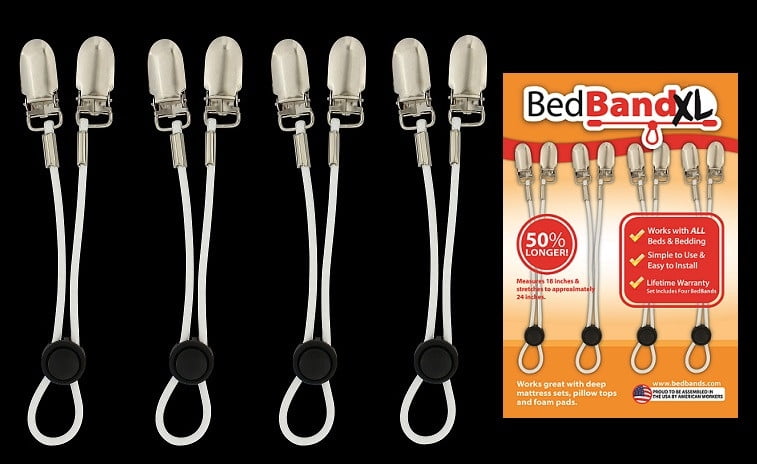 "BedBand USA XL-White Bed Sheet Holder, Suspender, Gripper, Strap ...