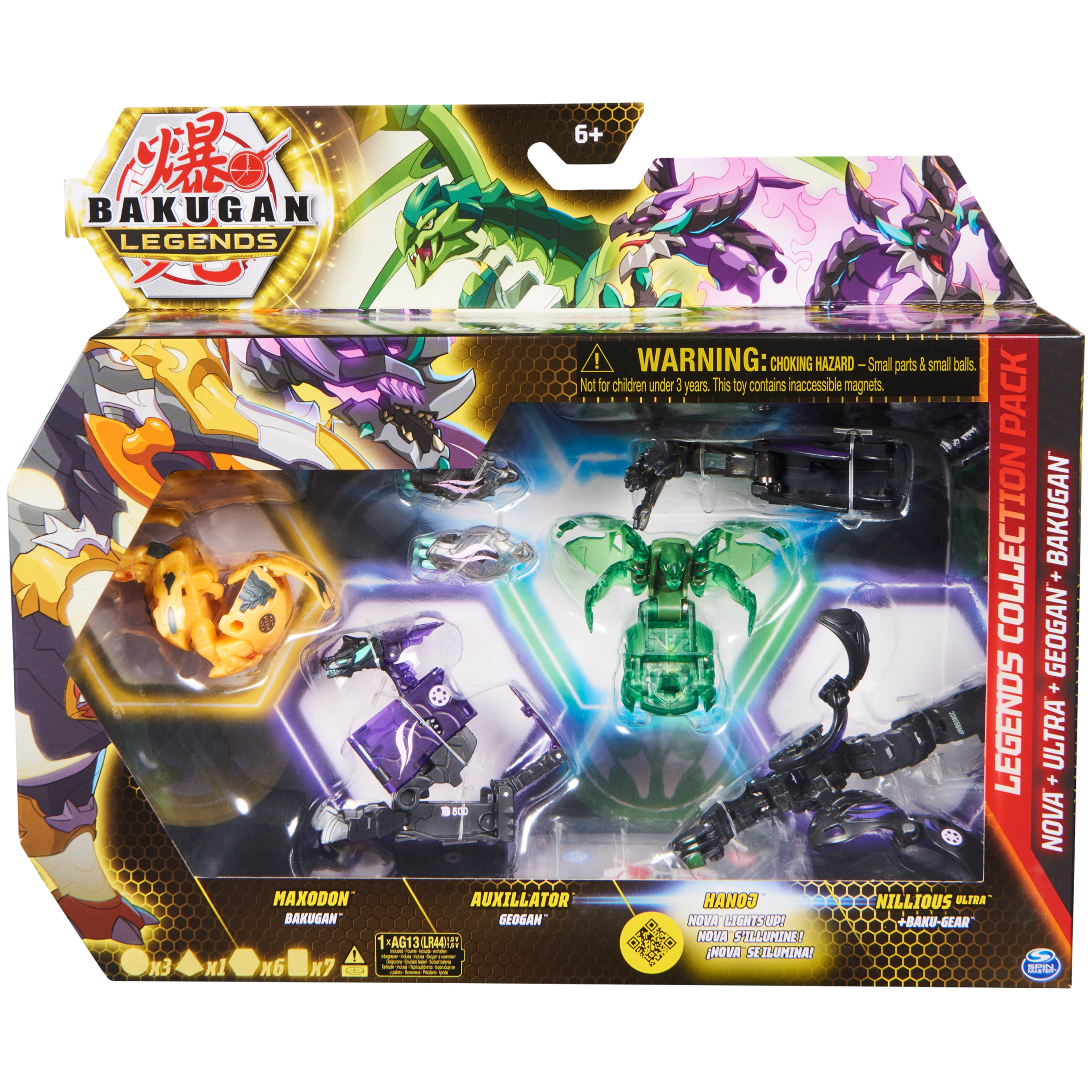 Bakugan Legends Collection 4-Pack, Maxodon Bakugan, Hyenix Geogan ...